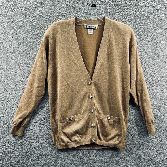 Sk & Company | Sweaters | Vintage Sk Company Womens Cardigan M Tan Gold ...